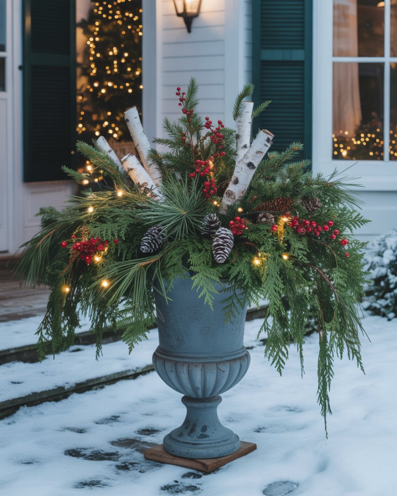 20 Best Christmas Outdoor Planter ideas for Porch, Patio & Garden Decor